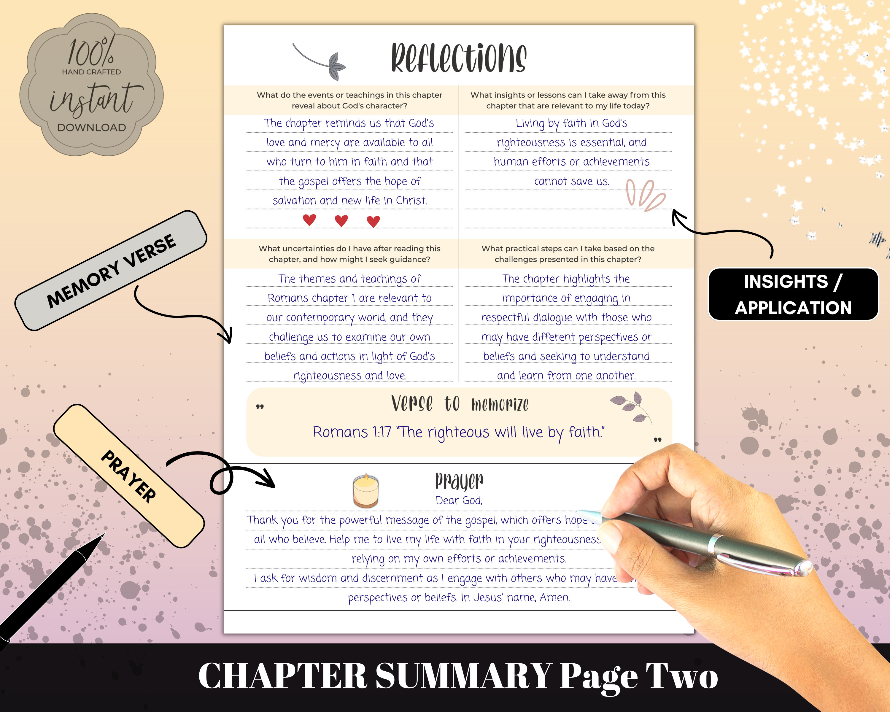 Bible Chapter Summary Printable Template, Bible Chapter Study Journal ...