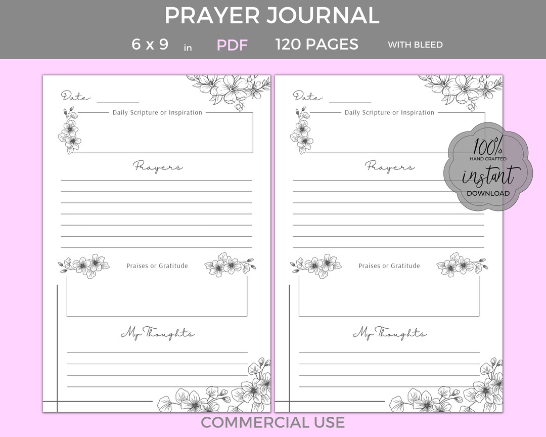 Prayer Journal Christian Journal Floral Design KDP - Etsy
