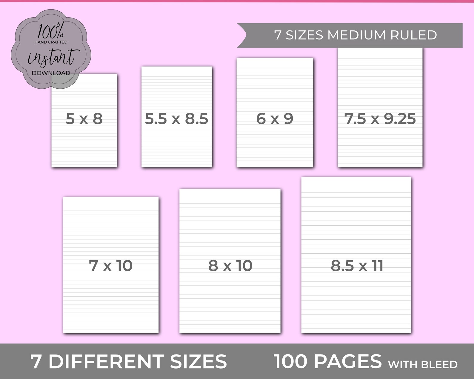 KDP Interior Lined Journal Bundle, PDF Templates Ready to Upload, 100 ...