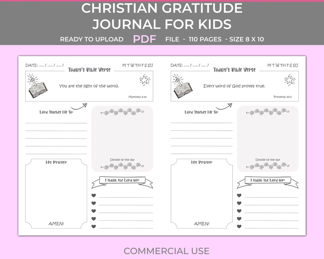 Christian Gratitude Journal for Kids, Prayer Journal for Kids, Kdp ...
