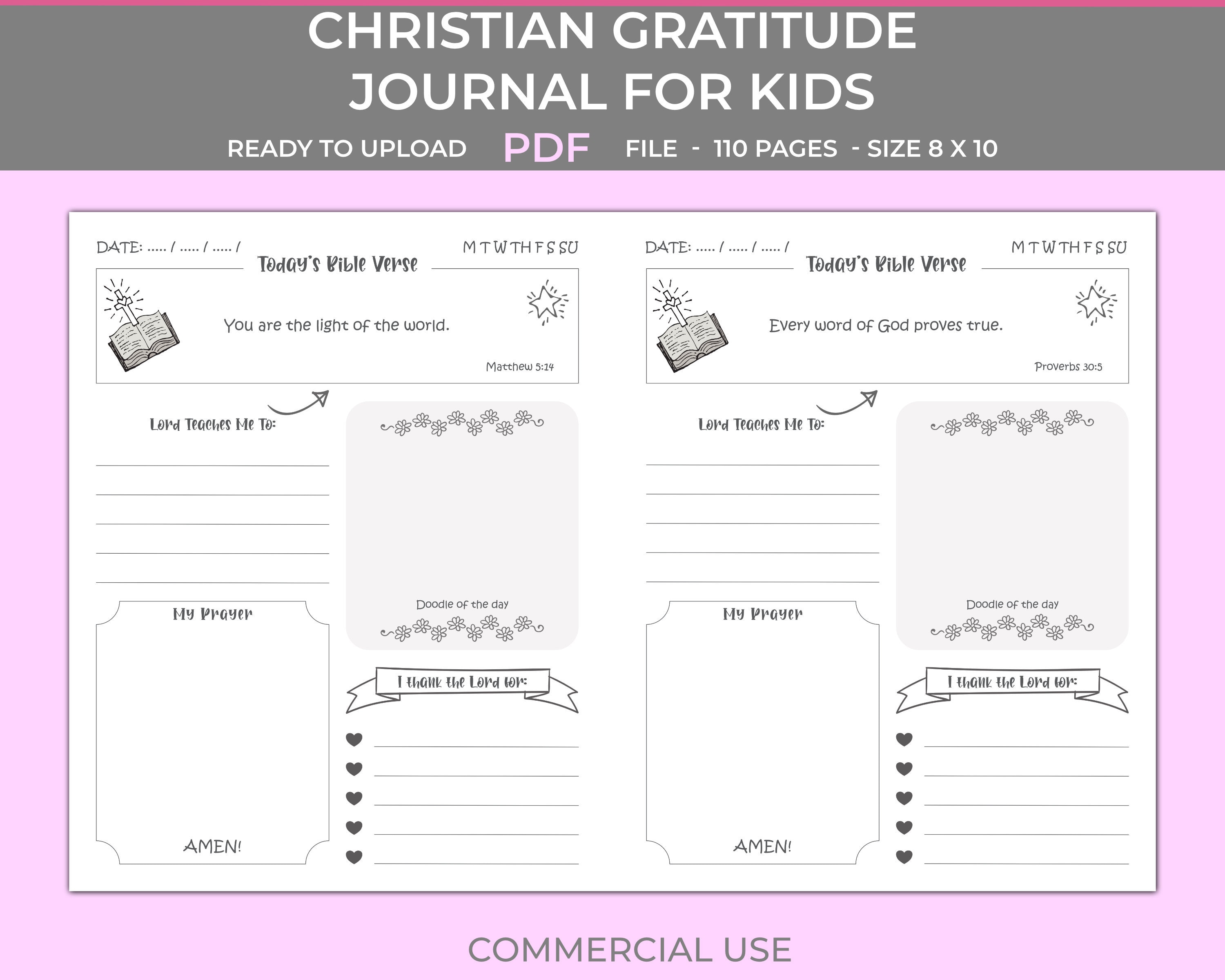 Christian Gratitude Journal for Kids, Prayer Journal for Kids, Kdp ...