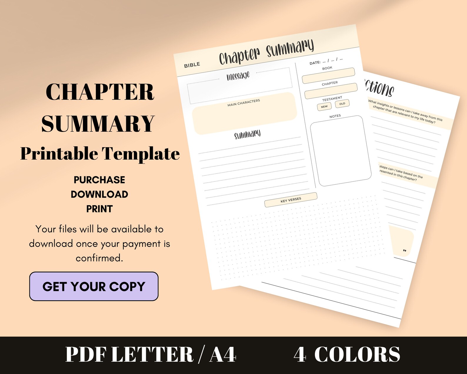 Bible Chapter Summary Printable Template, Bible Chapter Study Journal, Bible Study Printables ...