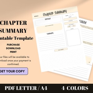 Bible Chapter Summary Printable Template, Bible Chapter Study Journal ...