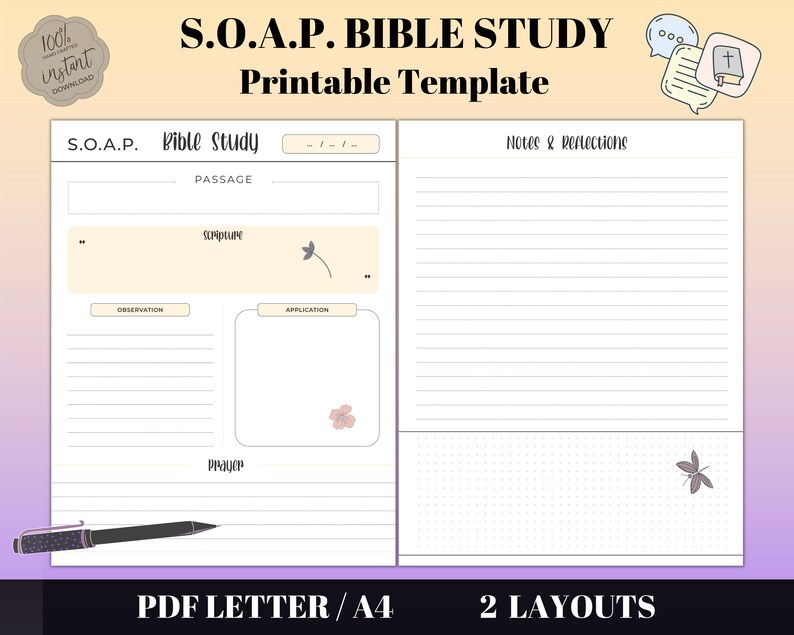 SOAP Bible Study Printable Template, Bible Study Printable, SOAP Bible ...