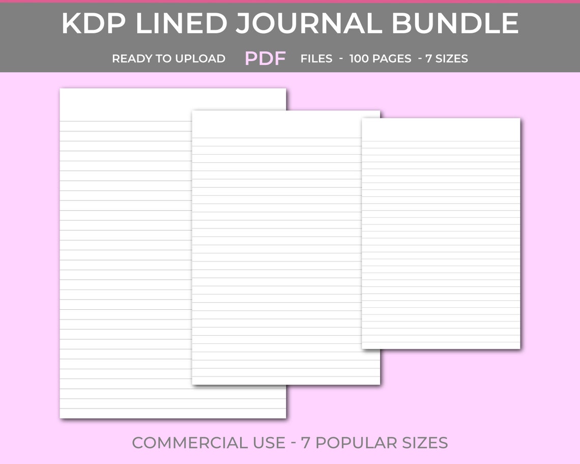 KDP Interior Lined Journal Bundle, PDF Templates Ready to Upload, 100 ...