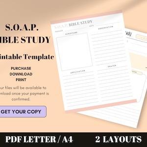 SOAP Bible Study Printable Template, Bible Study Printable, SOAP Bible ...