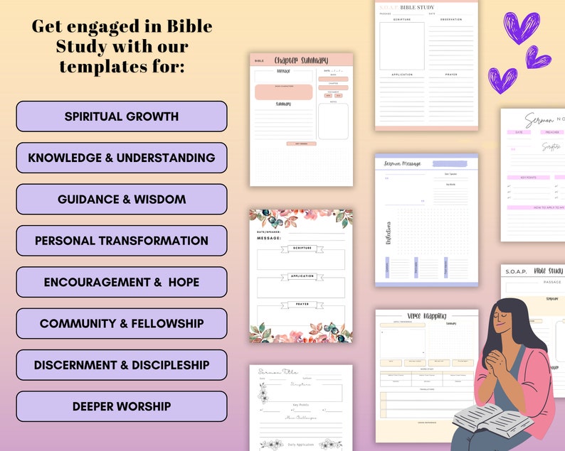 Sermon Notes Printable Template Bundle, Printable Bible Study, Digital ...