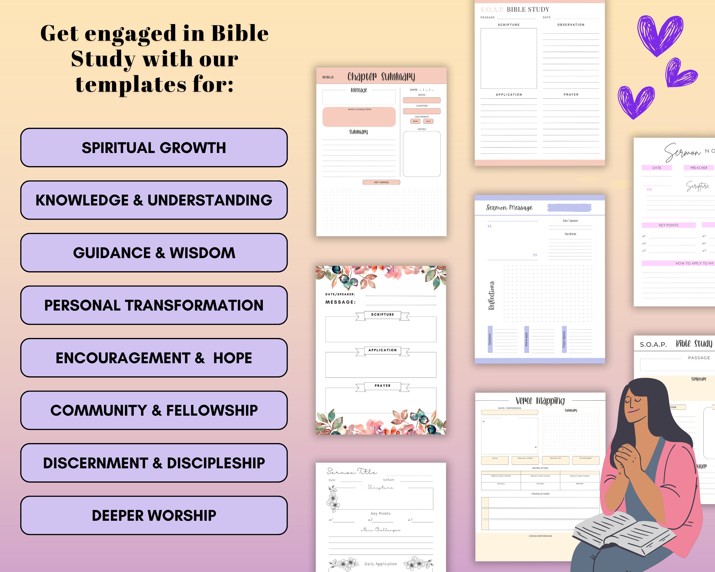 Sermon Notes Printable Template Bundle, Printable Bible Study, Digital ...