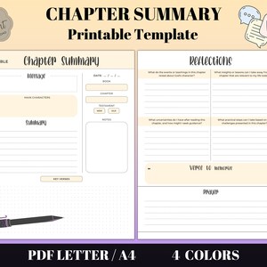 Bible Chapter Summary Printable Template, Bible Chapter Study Journal ...