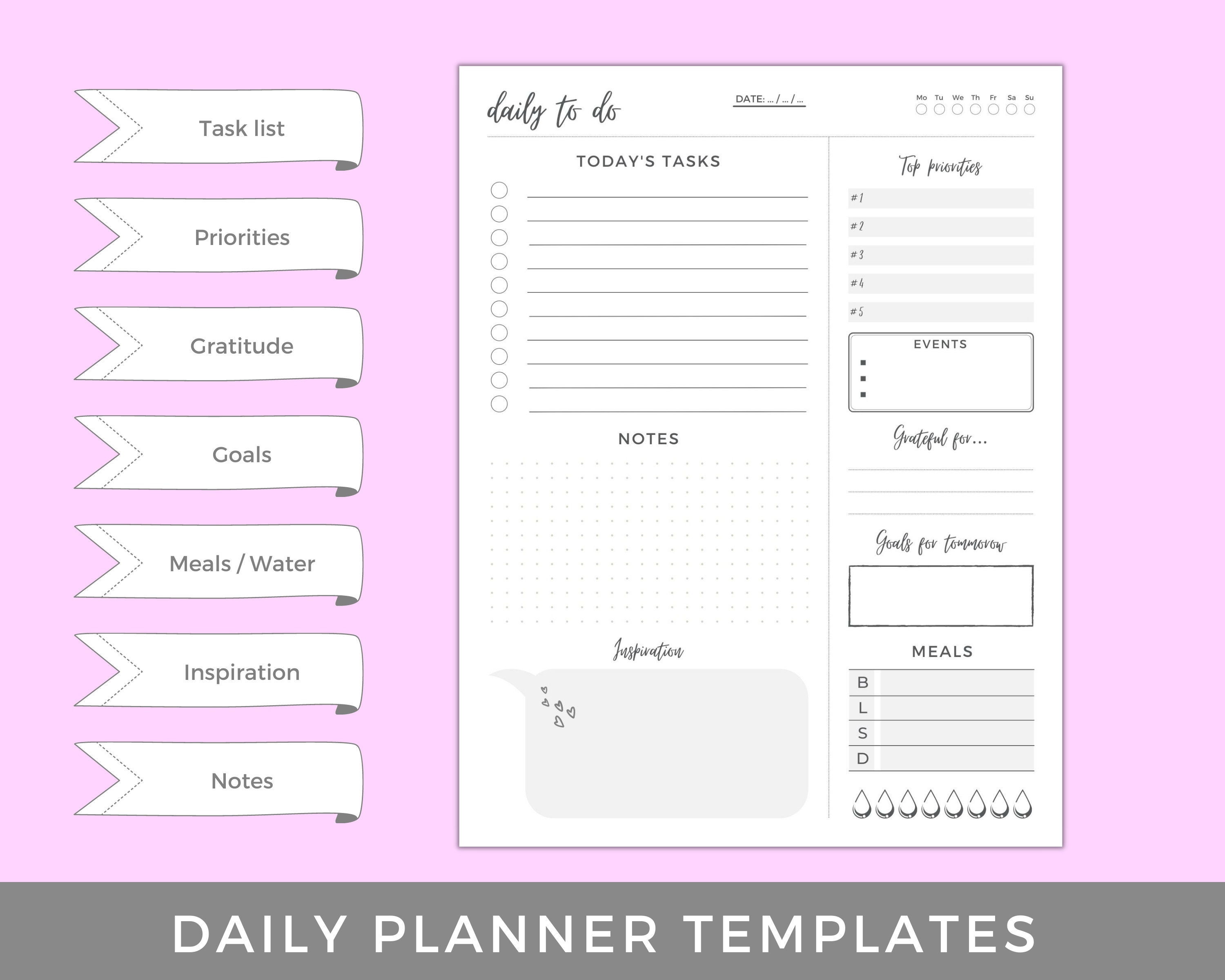 Daily Agenda, Editable Canva Templates, 6x9 and 8.5x11, Incl. Ready to ...
