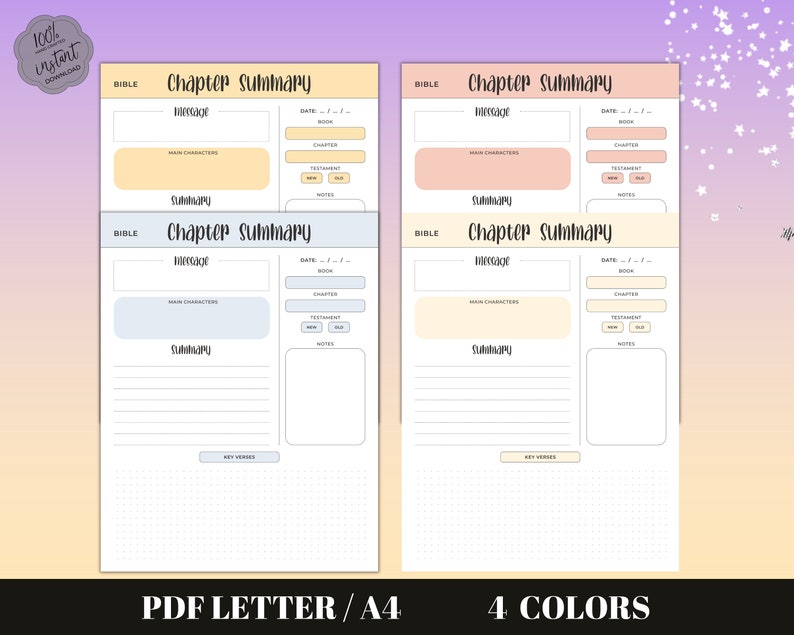 Bible Chapter Summary Printable Template, Bible Chapter Study Journal, Bible Study Printables ...
