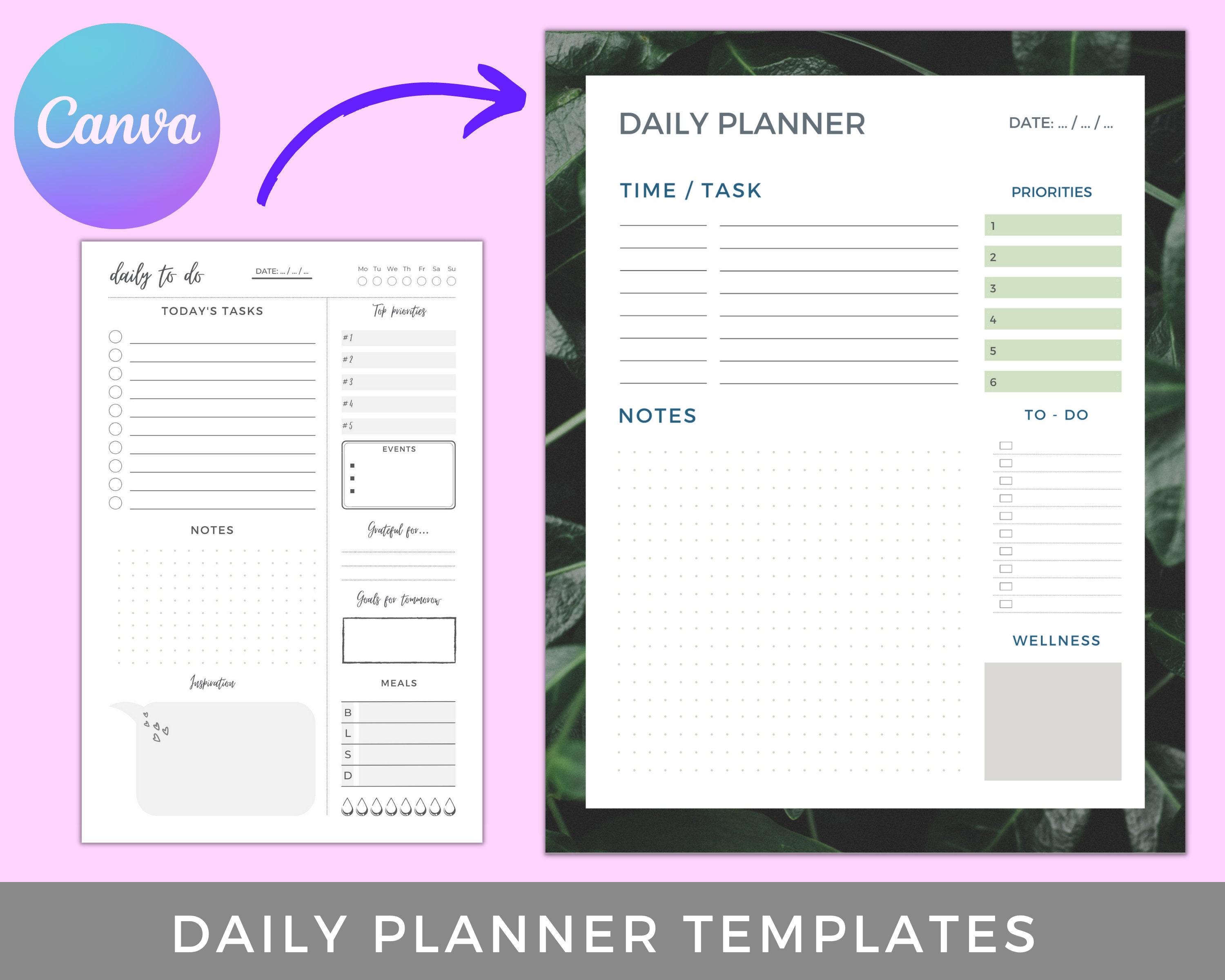 Daily Agenda, Editable Canva Templates, 6x9 and 8.5x11, Incl. Ready to ...