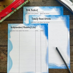 Blue Reading Log Pack: Kids Reading List Family Read Alouds Book Basket ...