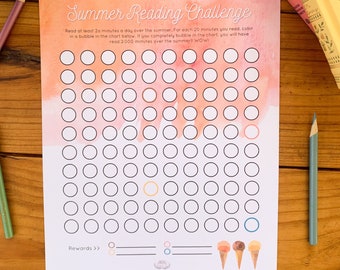 Blue Summer Reading Challenge Chart Instant Download Printable - Etsy