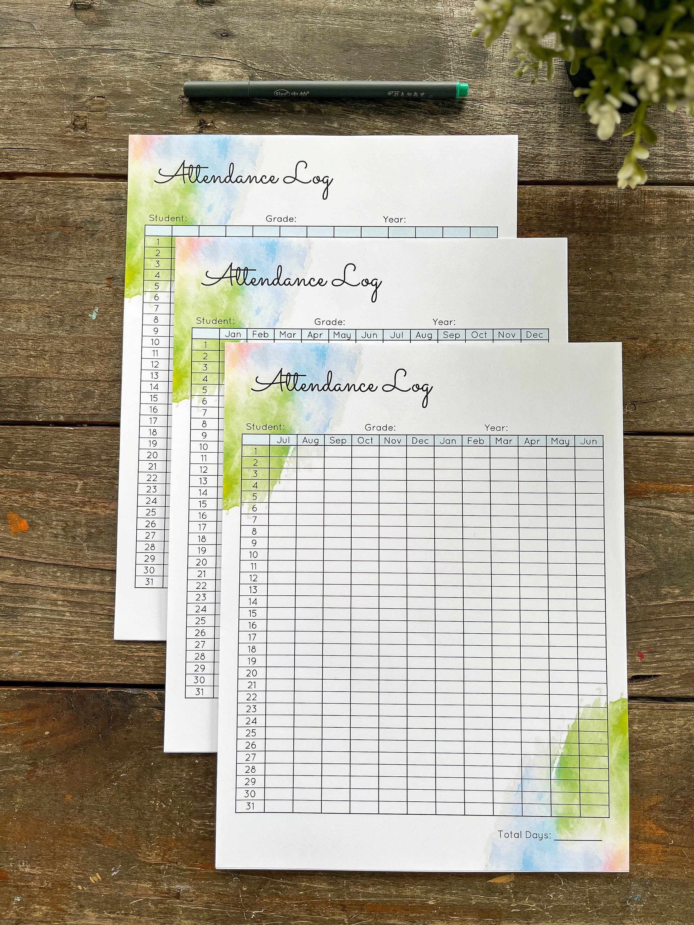 Green Watercolor Homeschool Portfolio Bundle / Homeschool Subject ...