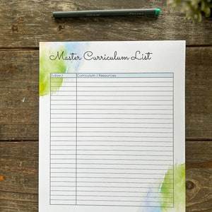 Green Watercolor Homeschool Portfolio Bundle / Homeschool Subject ...