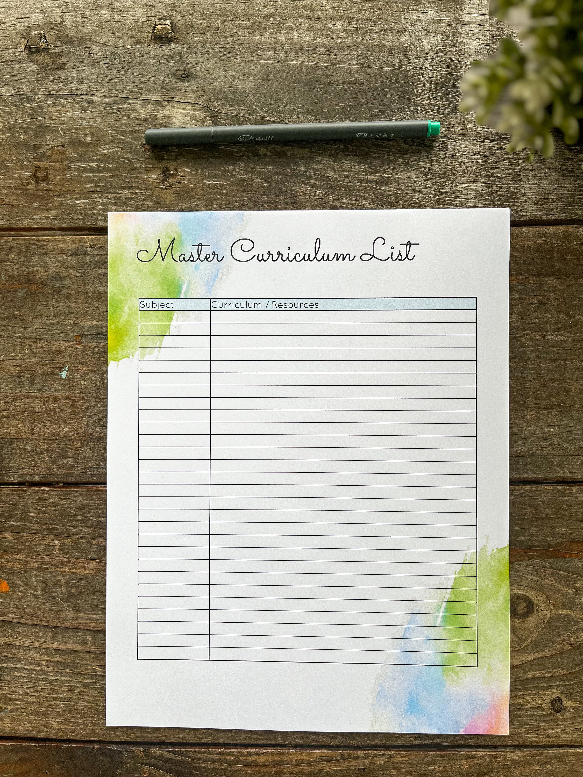 Green Watercolor Homeschool Portfolio Bundle / Homeschool Subject ...
