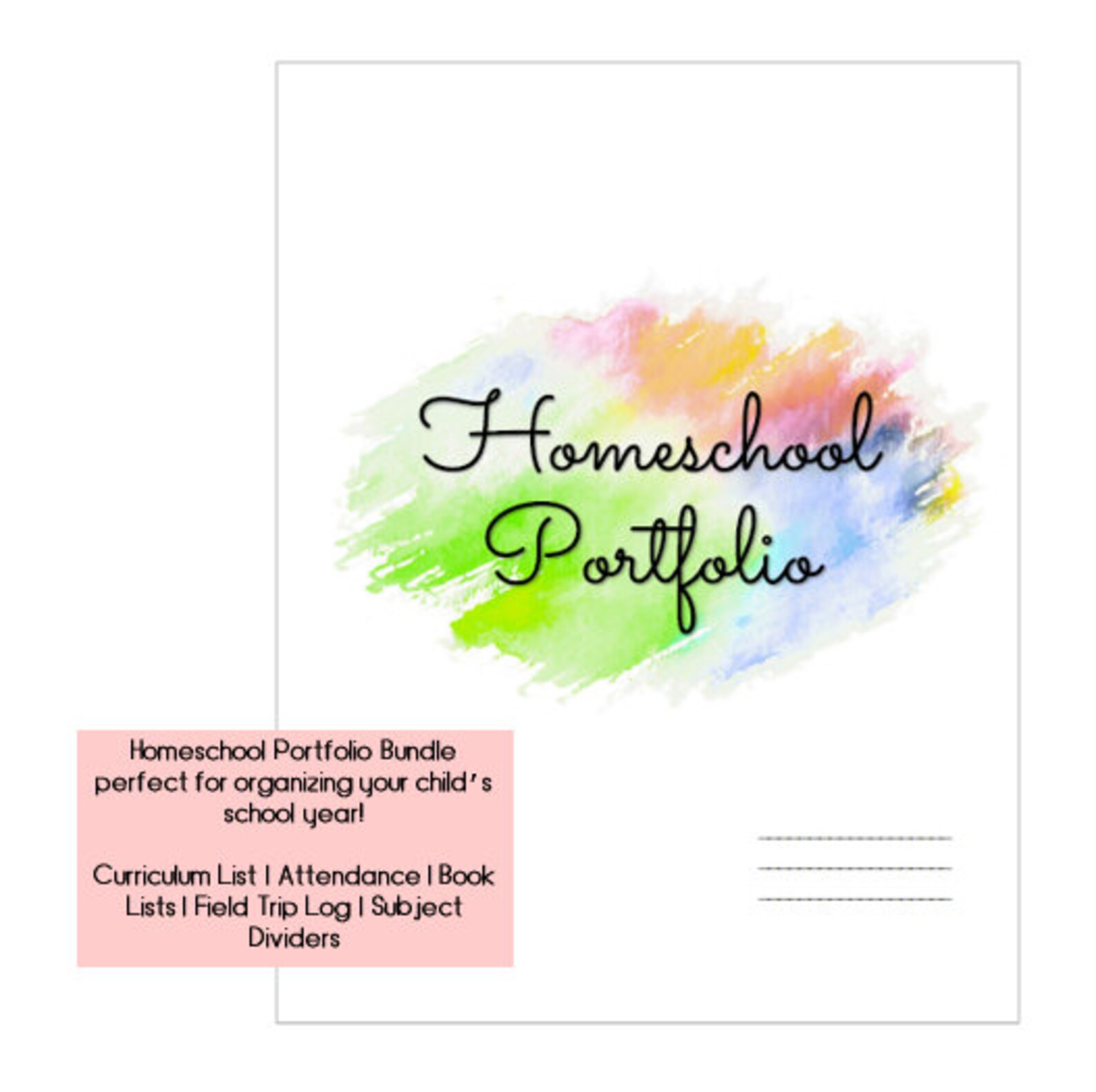 Green Watercolor Homeschool Portfolio Bundle / Homeschool - Etsy