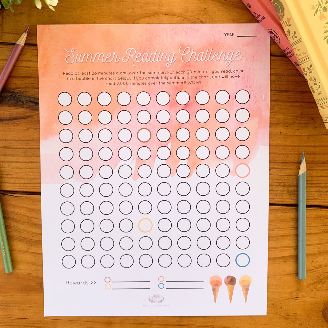 Ice Cream Themed Summer Reading Challenge Chart Instant Download ...