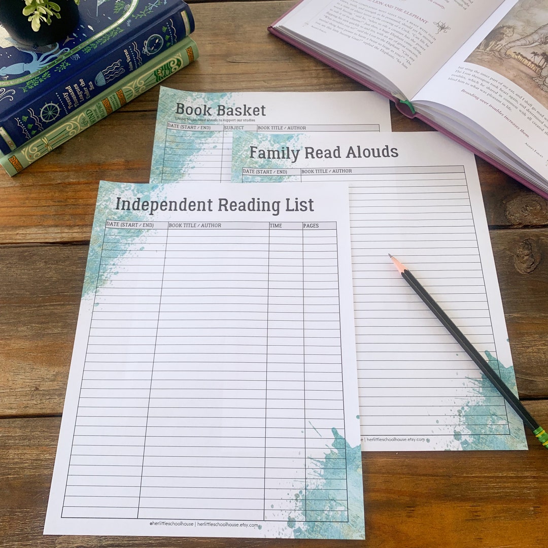 Blue Grunge Themed Reading Log Pack: Kids Reading List Family Read ...