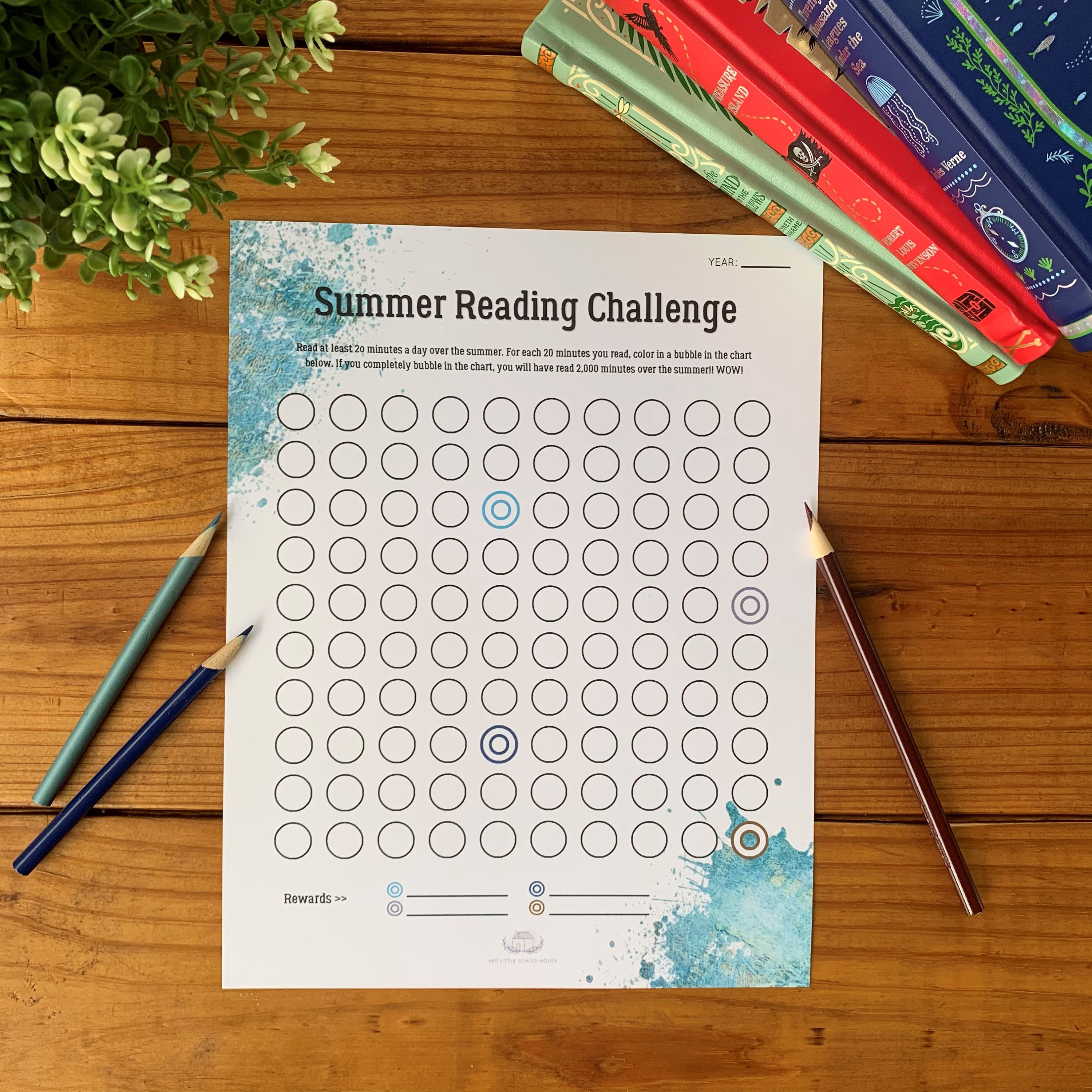 Blue Grunge Themed Summer Reading Challenge Chart Instant Download ...