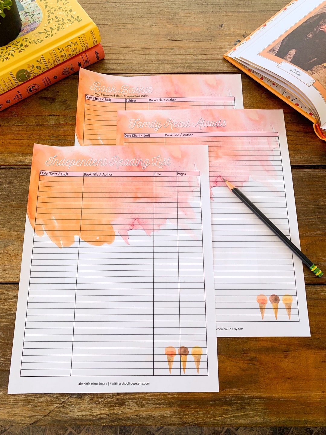 Ice Cream Themed Reading Log Pack: Kids Reading List Family Read Alouds ...