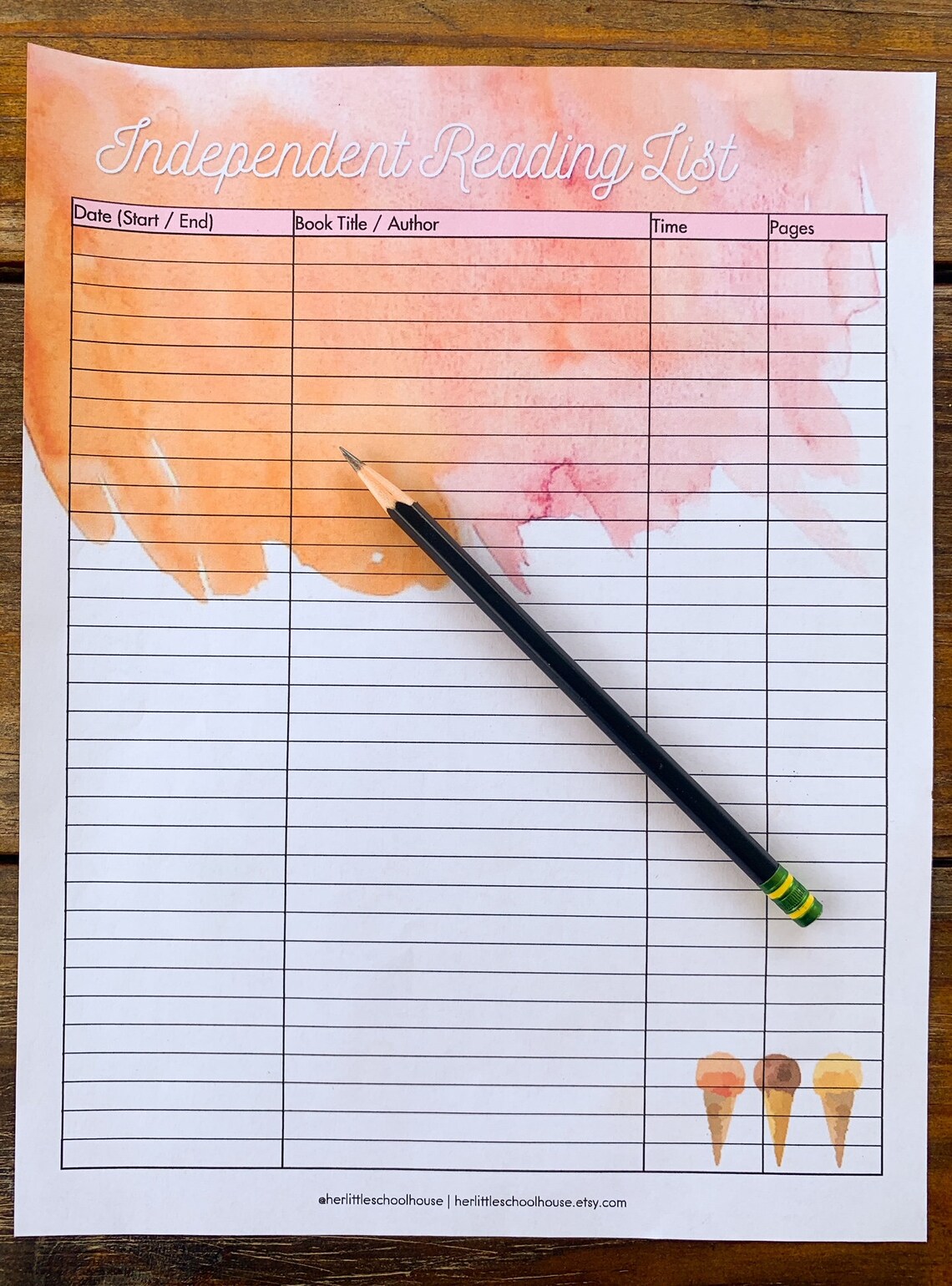 Ice Cream Themed Reading Log Pack: Kids Reading List Family Read Alouds ...