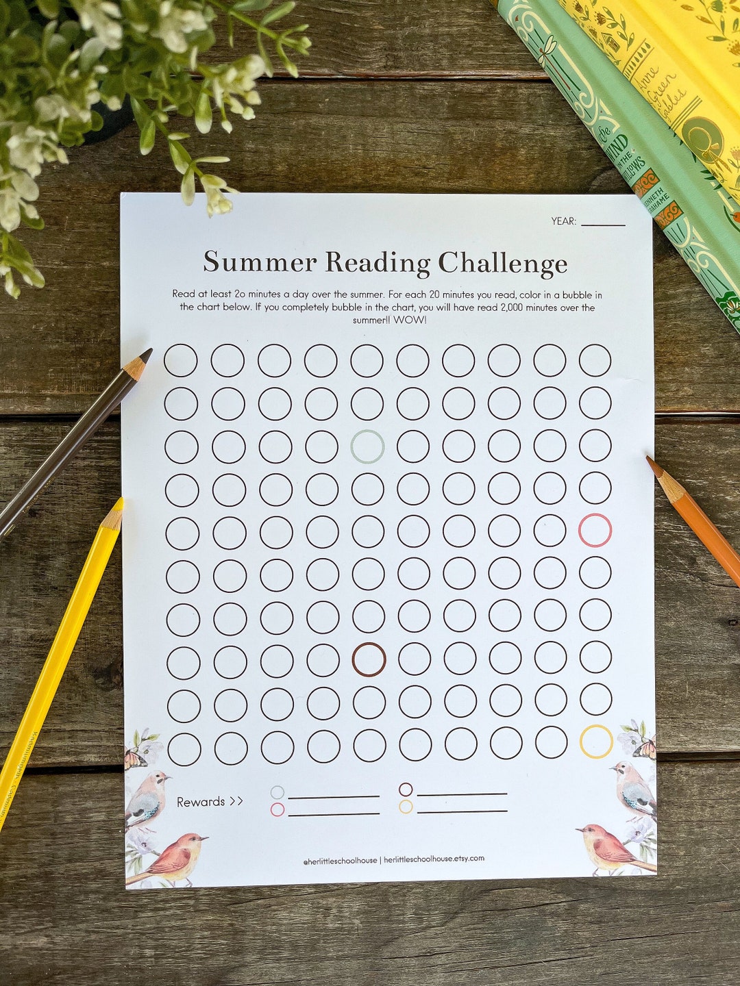 Birds | Nature Themed Summer Reading Challenge Chart Instant Download ...