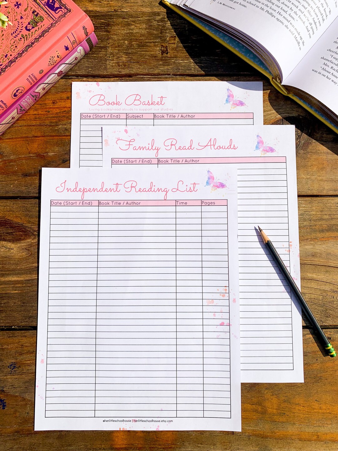 Butterfly Themed Reading Log Pack: Kids Reading List Family Read Alouds ...