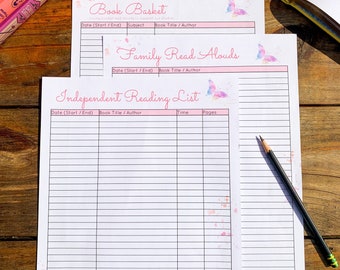 Blue Reading Log Pack: Kids Reading List Family Read Alouds Book Basket ...