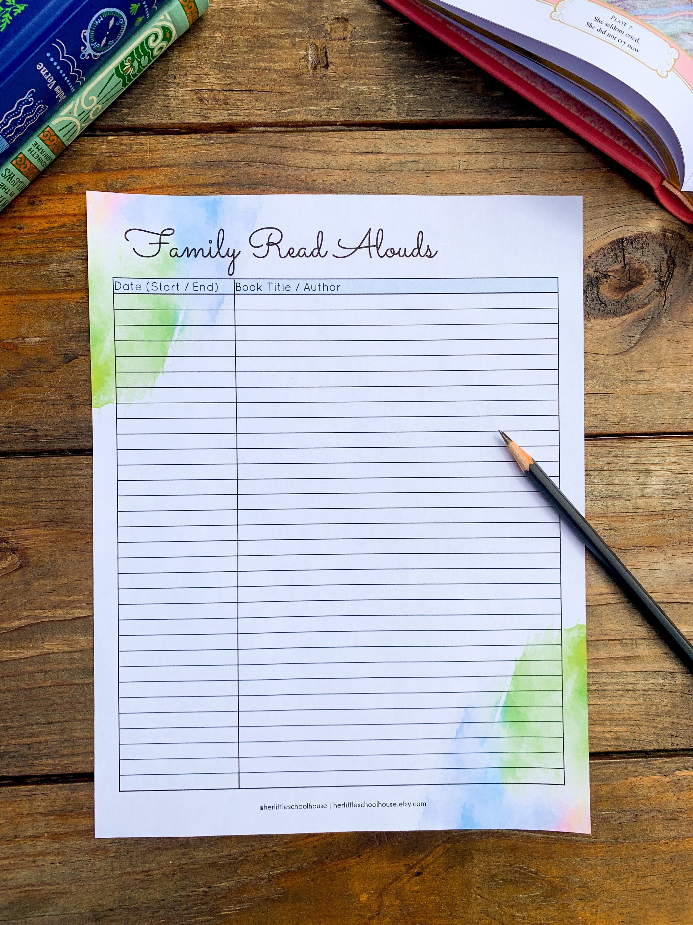 Green Watercolor Reading Log Pack: Kids Reading List Family Read Alouds ...