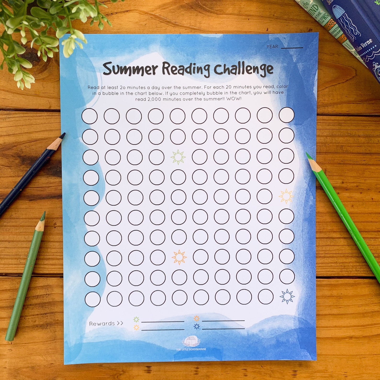 Blue Summer Reading Challenge Chart Instant Download Printable - Etsy