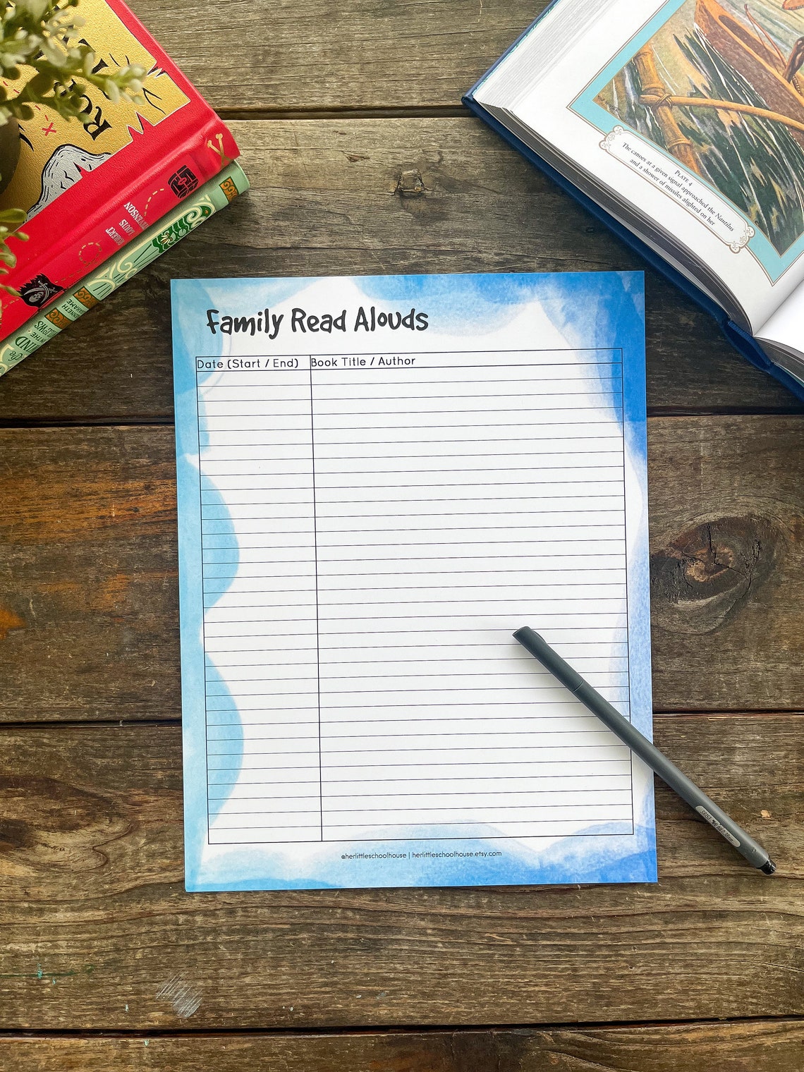 Blue Reading Log Pack: Kids Reading List Family Read Alouds Book Basket ...