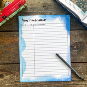 Blue Reading Log Pack: Kids Reading List Family Read Alouds Book Basket ...