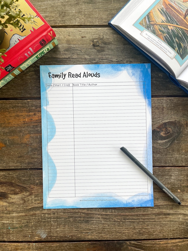 Blue Reading Log Pack: Kids Reading List Family Read Alouds Book Basket ...