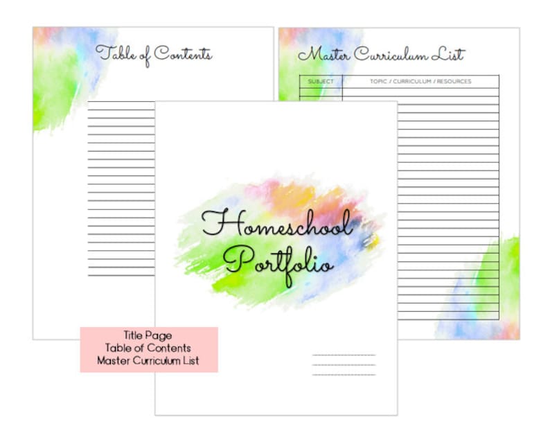 Green Watercolor Homeschool Portfolio Bundle / Homeschool - Etsy