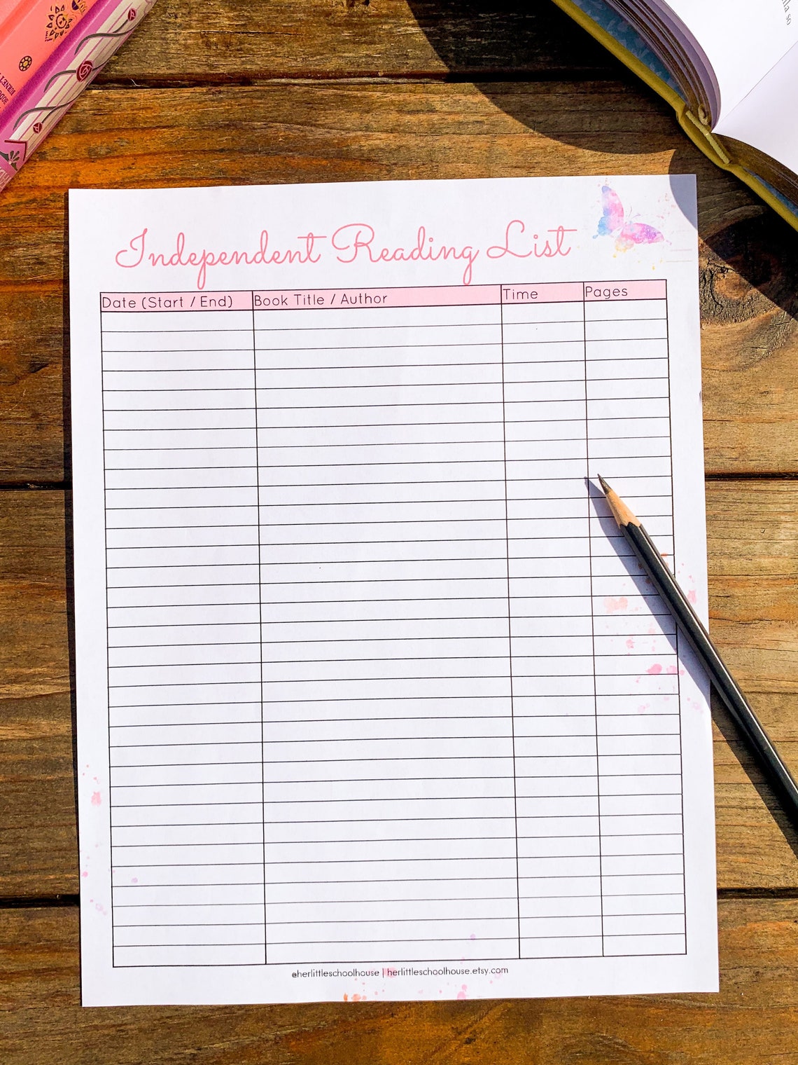 Butterfly Themed Reading Log Pack: Kids Reading List Family Read Alouds ...