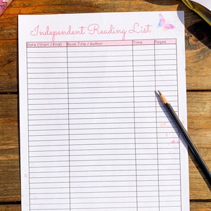 Butterfly Themed Reading Log Pack: Kids Reading List Family Read Alouds ...