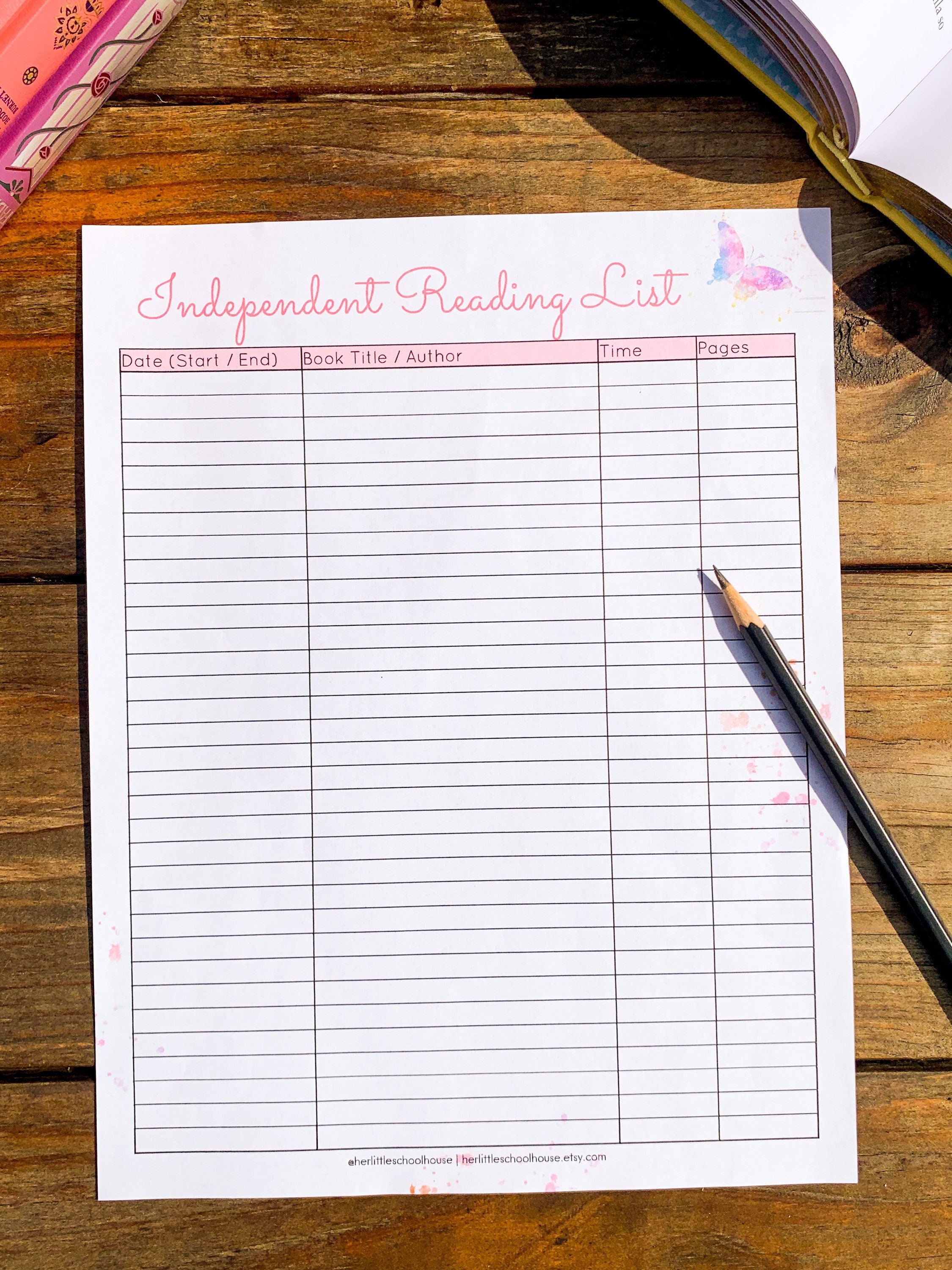 Butterfly Themed Reading Log Pack: Kids Reading List Family Read Alouds ...