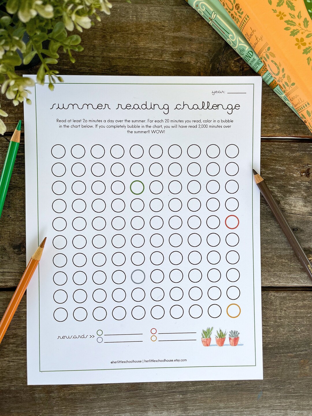 Bloom | Succulent Plants Themed Summer Reading Challenge Chart Instant ...