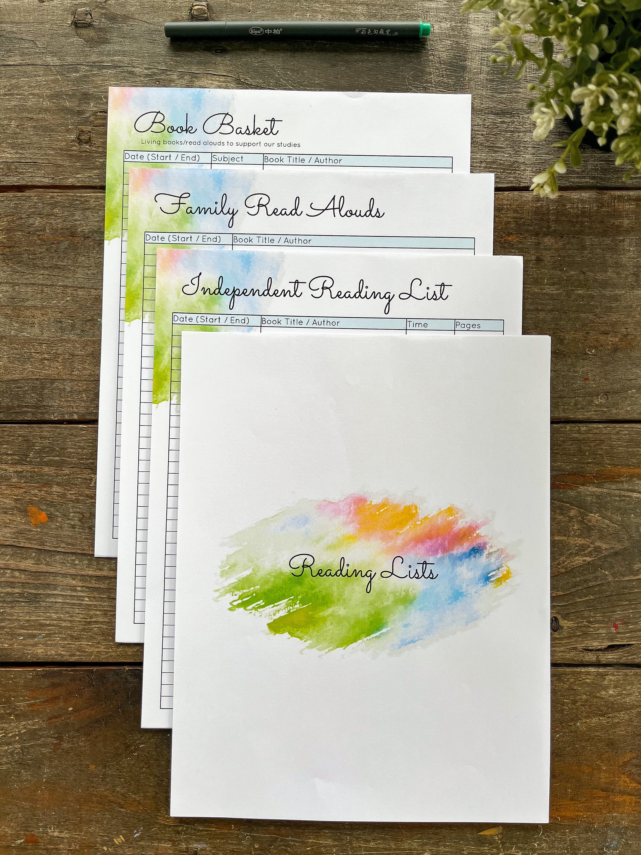 Green Watercolor Homeschool Portfolio Bundle / Homeschool Subject ...