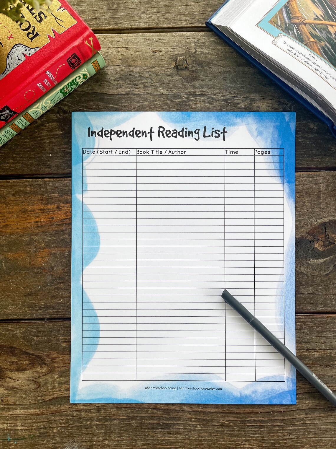 Blue Reading Log Pack: Kids Reading List Family Read Alouds Book Basket ...