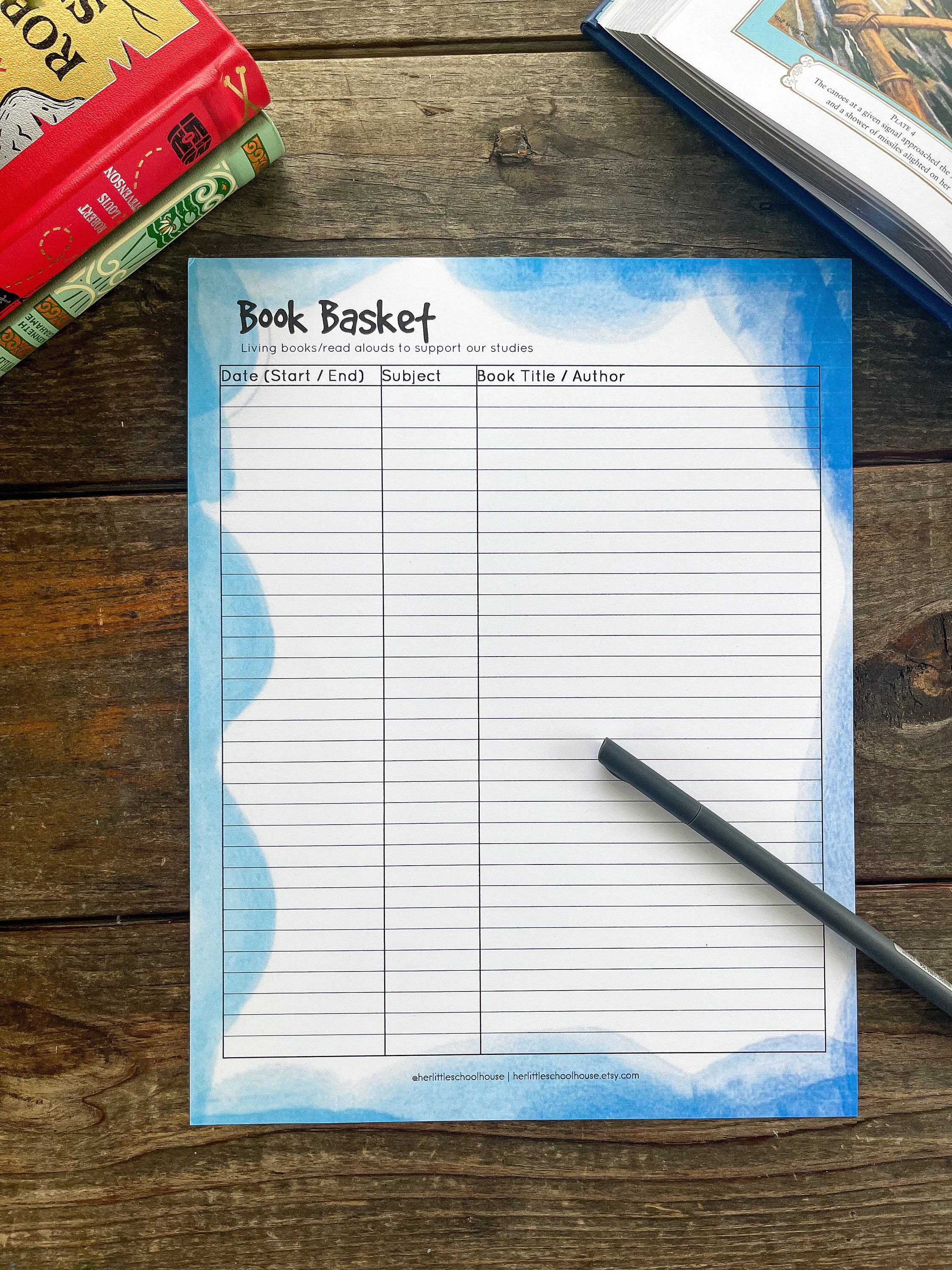 Blue Reading Log Pack: Kids Reading List Family Read Alouds Book Basket ...