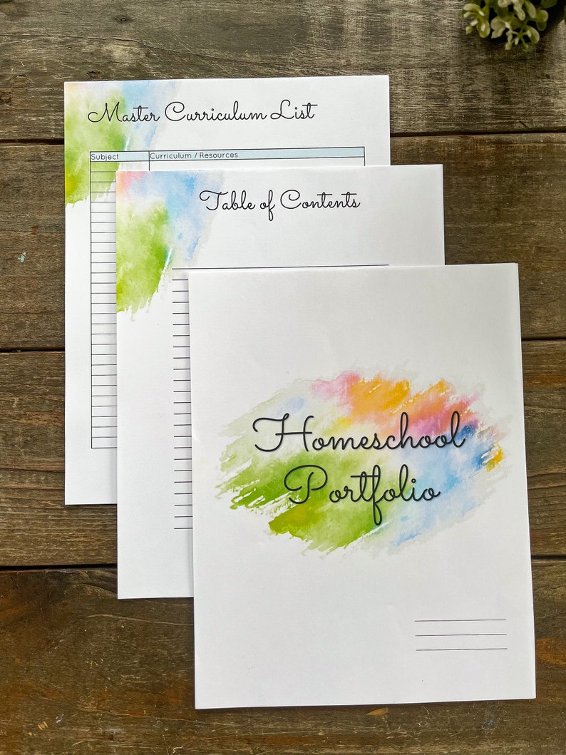 Green Watercolor Homeschool Portfolio Bundle / Homeschool Subject ...