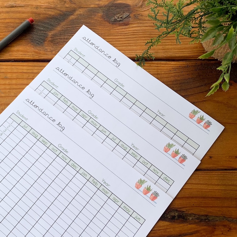 Succulents | Plants Themed Attendance Log Homeschool Portfolio Planning ...