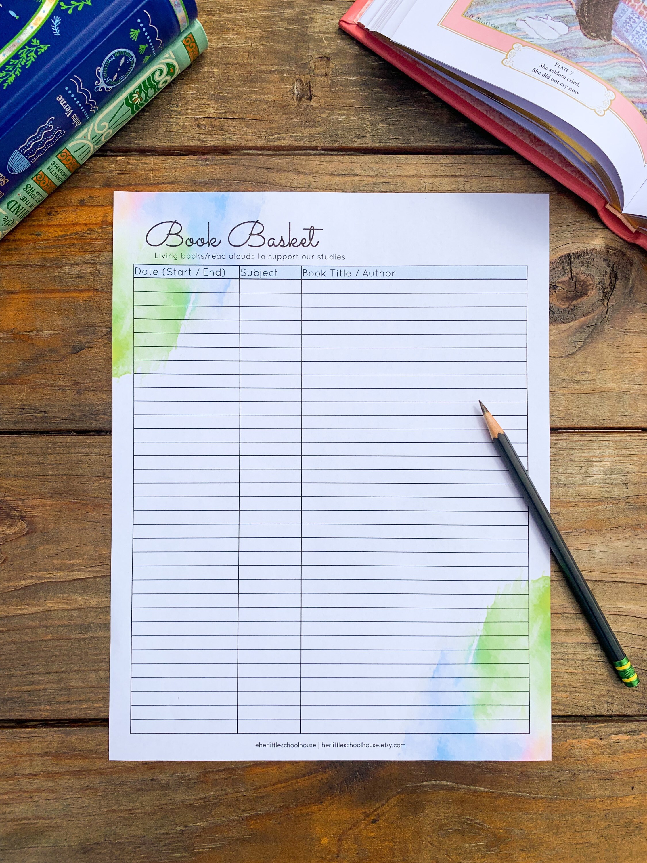 Green Watercolor Reading Log Pack: Kids Reading List Family Read Alouds ...