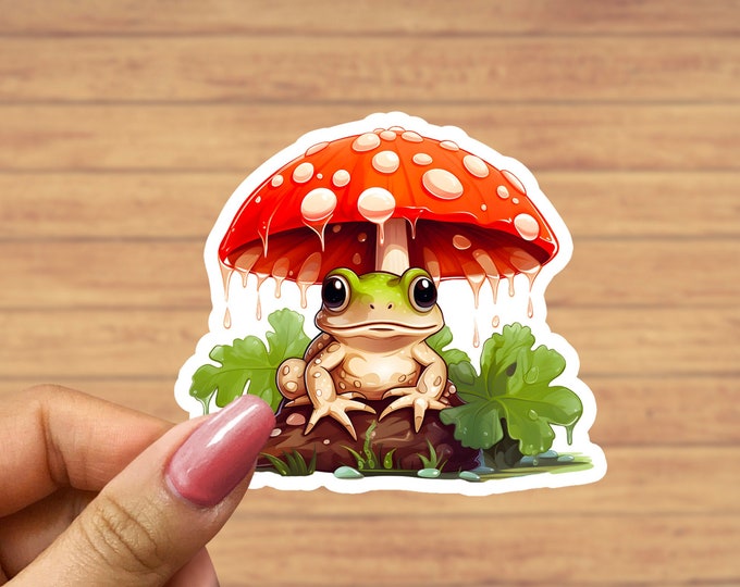 Cozy Frog Sticker, Rain Frog Sticker, Frog Sticker, Vinyl Sticker ...