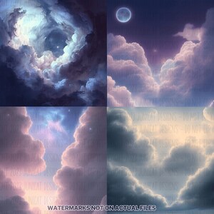 Cloudscapes Digital Papers, Collage Paper, Clouds Clip Art, Printable ...