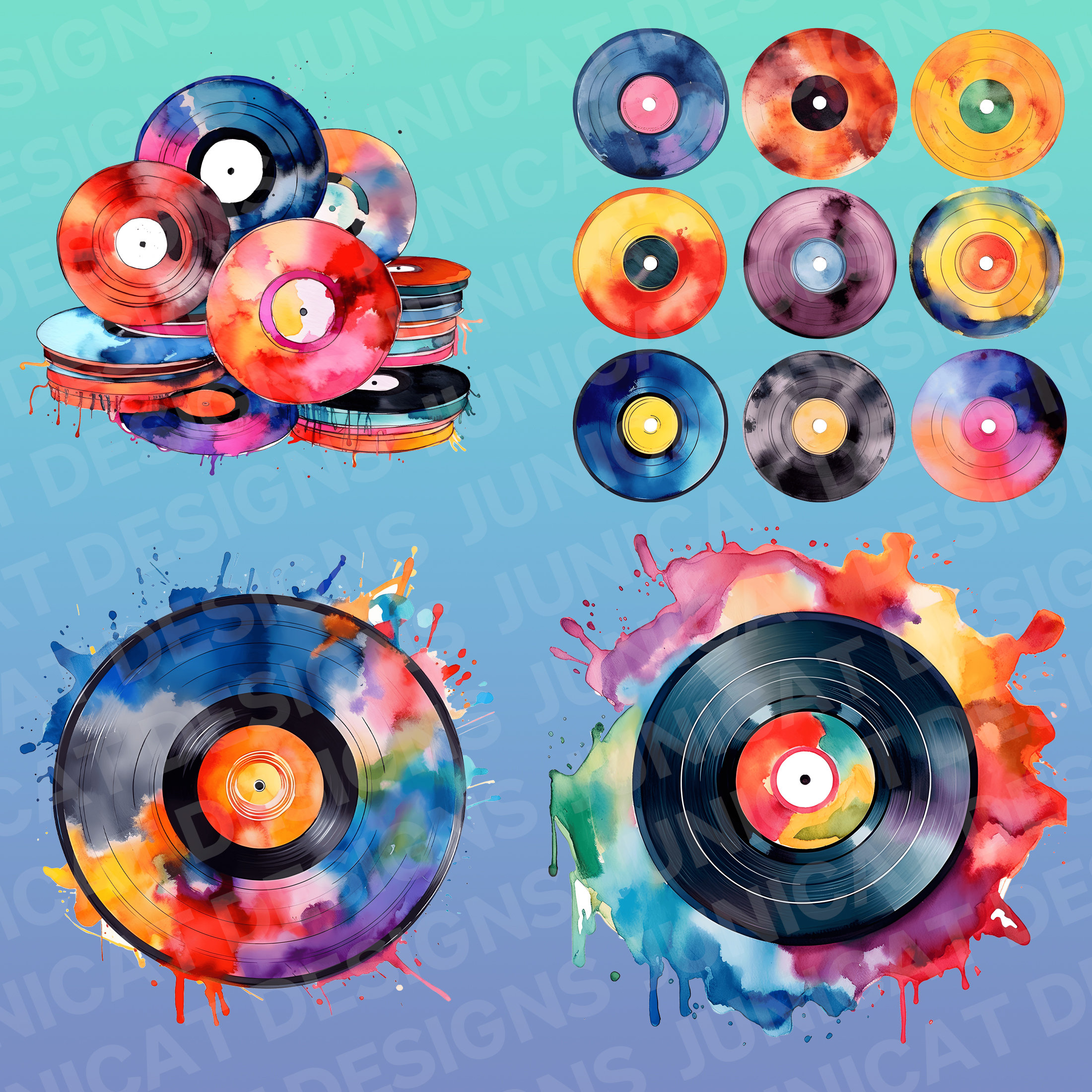 Vinyl Records Clipart, Record Clip Art, Digital Download, Instant ...