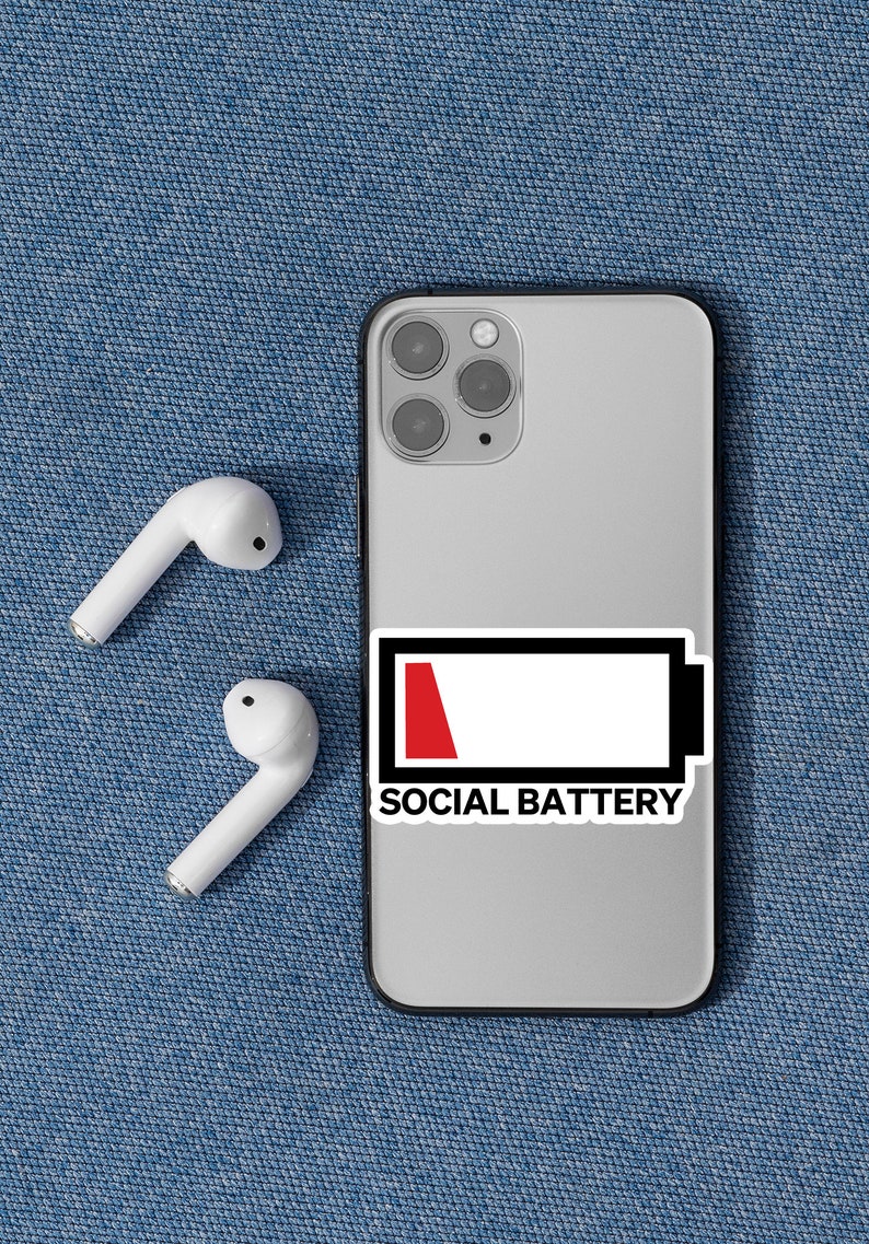 Social Battery Sticker Introvert Sticker Gifts for - Etsy